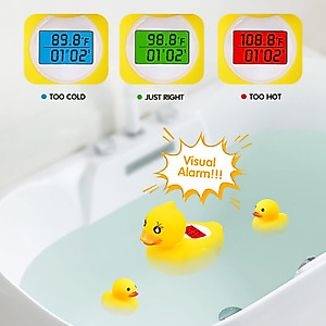 Duck Bath Thermometer, Baby Safety Water Thermometer for Bathtub, Digital Room Thermometer with LED Display Temperature Warning, Ducky Floating Toy for Infants Newborn Babies