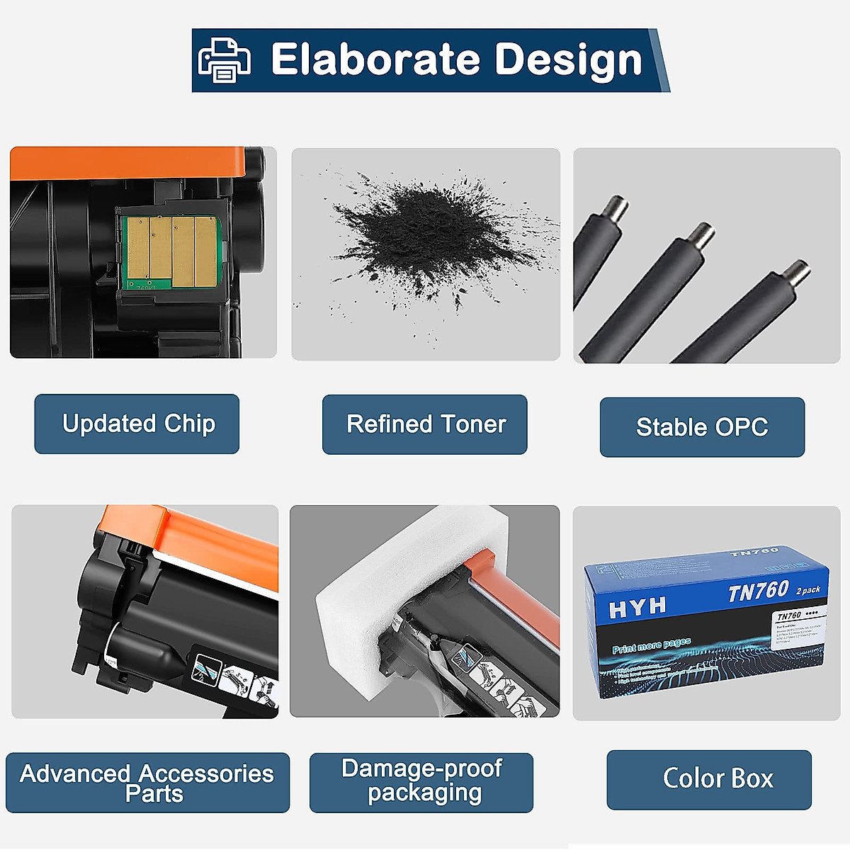 TN760 Toner for Brother Printer,2 Pack TN-760 Toner Cartridge Black High Yield for Brother TN760 TN-760 TN730 TN-730 for HL-L2350dw MF-L2750dw HL-L2390dw MF-L2710dw DCP-L2550dw...