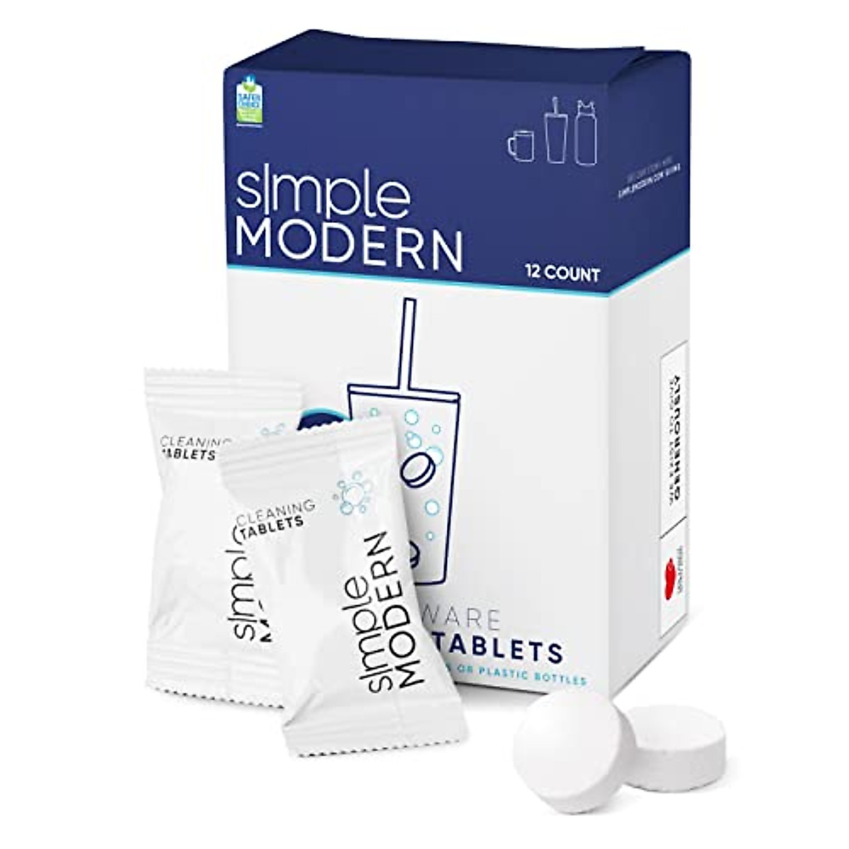 Simple Modern Cleaning Tablets for Water Bottles, Tumblers, Coffee Mugs, Stainless Steel Drinkware, 12 Pack