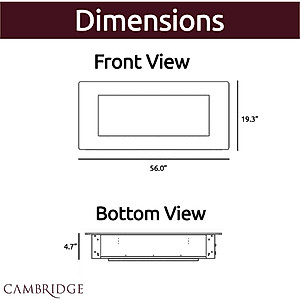 Cambridge 56-In. Metropolitan Wall-Mount Electric Fireplace in Black with Burning Log Display