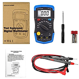 GOLDCHAMP Digital Multimeter Capacitance Meter 200pF-20mF Meter Capacitor Handheld Multimeter Tester with Multi Testers Manual Range Measure Tool, Back Light, Data Hold