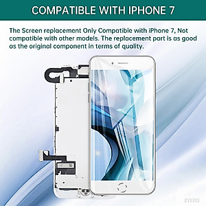 CYKJGS for iPhone 7 Screen Replacement White with Home Button 4.7" 3D Touch LCD Display Digitizer Full Assembly with Front Camera Ear Speaker Front Glass Fix Tools Repair Kit for A1660, A1778, A1779