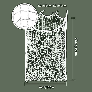 FLKQC Full Day Slow Feed Hay Net Bag Horse Feeding Large Feeder Bag with Small Holes Reduces Horse Feeding Anxiety and Behavioral Issue(36" Length x 32" Width)