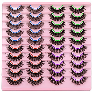 Focipeysa False Lashes Natural Look 14-17mm Fluffy Faux Mink Lashes D Curl Eyelashes Natural Lashes Strips Fake Lashes Pack 4 Styles Mixed Volume Eye Lashes 20 Pairs Multipack