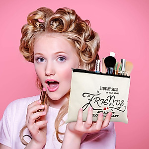 6 Pieces Good Friends Makeup Cosmetic Bags Weekend Trip Gifts Birthday Gifts for Women Portable Makeup Bags Weekend Gifts for Women Travel Retirement Anniversary Present (Classic Style)