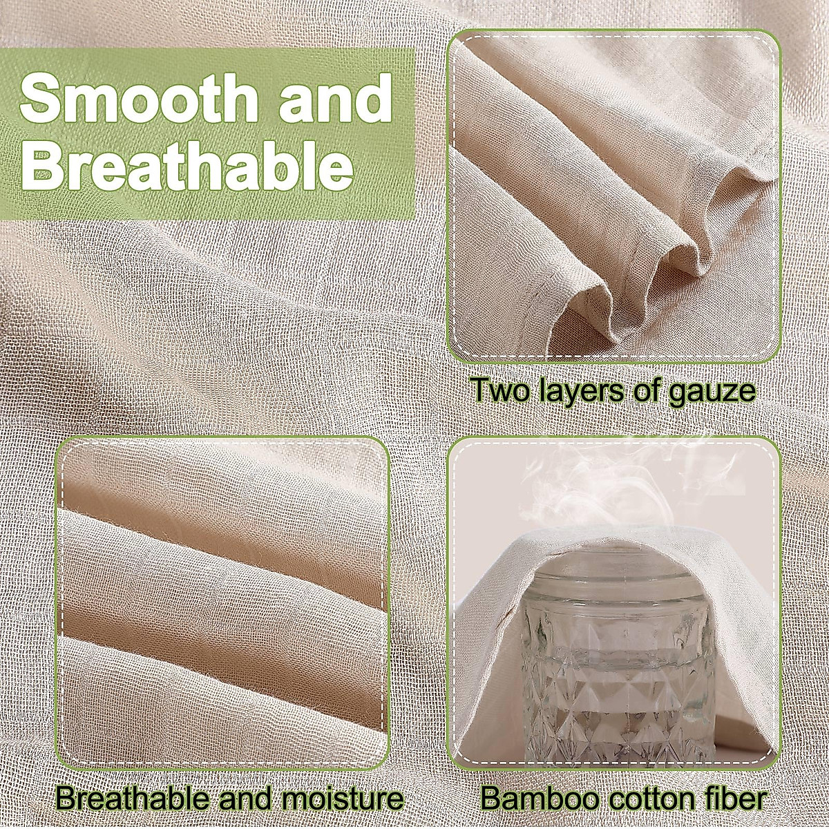 Preboun 12 Pack Muslin Swaddle Blankets Soft Swaddle Baby Blankets Bulk Breathable Neutral Receiving Blanket Bamboo Cotton Baby Blanket for Boys Girls Newborn Infant Baby, 47 X 47 Inch