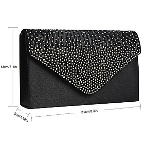BBjinronjy Clutch Purse for Women Evening Bags for Women Formal Wedding Party Cocktail Prom Crossbody Purse Evening Handbags (Black)