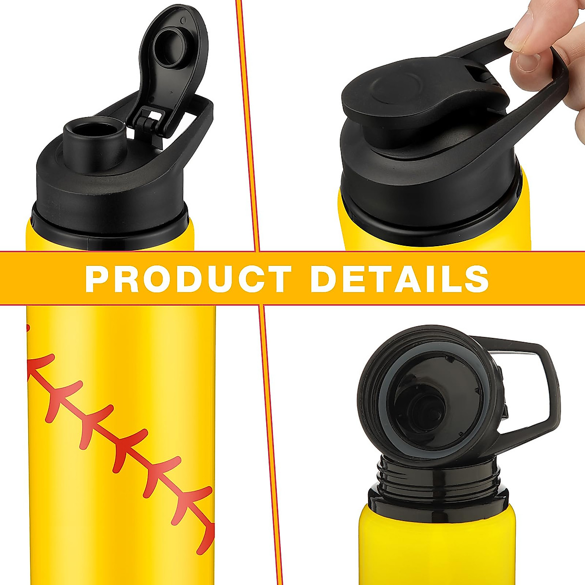 Yaomiao 20 Pcs Softball Water Bottles Aluminum Softball Gifts Tumbler Snap Lid Leak Proof Baseball Sports Bottle Baseball Accessories for Gym Sports Travel Coffee Friends Men Girls (17 oz)