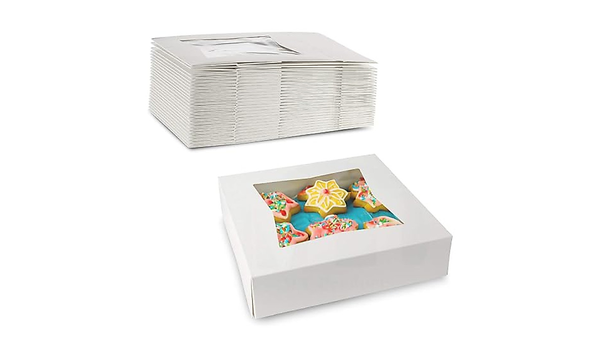 MT Products White Cookie Boxes - Perfect for Baked Goods