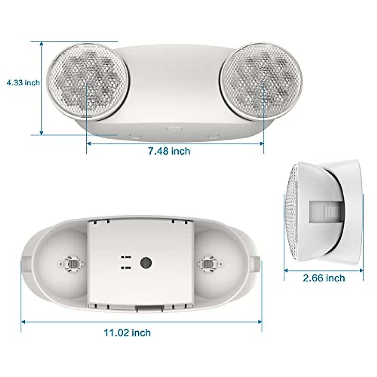 SPECTSUN Emergency Light White, Commercial Emergency Light with Battery Backup, Emergency Lighting Fixture/Emergency Light Combo/Emergency Sign Light//Emergency Light Home - 6 Pack (Round Head)