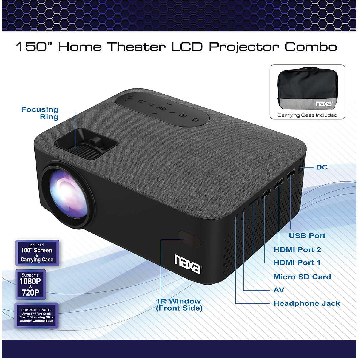 Naxa NVP-2001C LCD Projector - 16:9 - Black