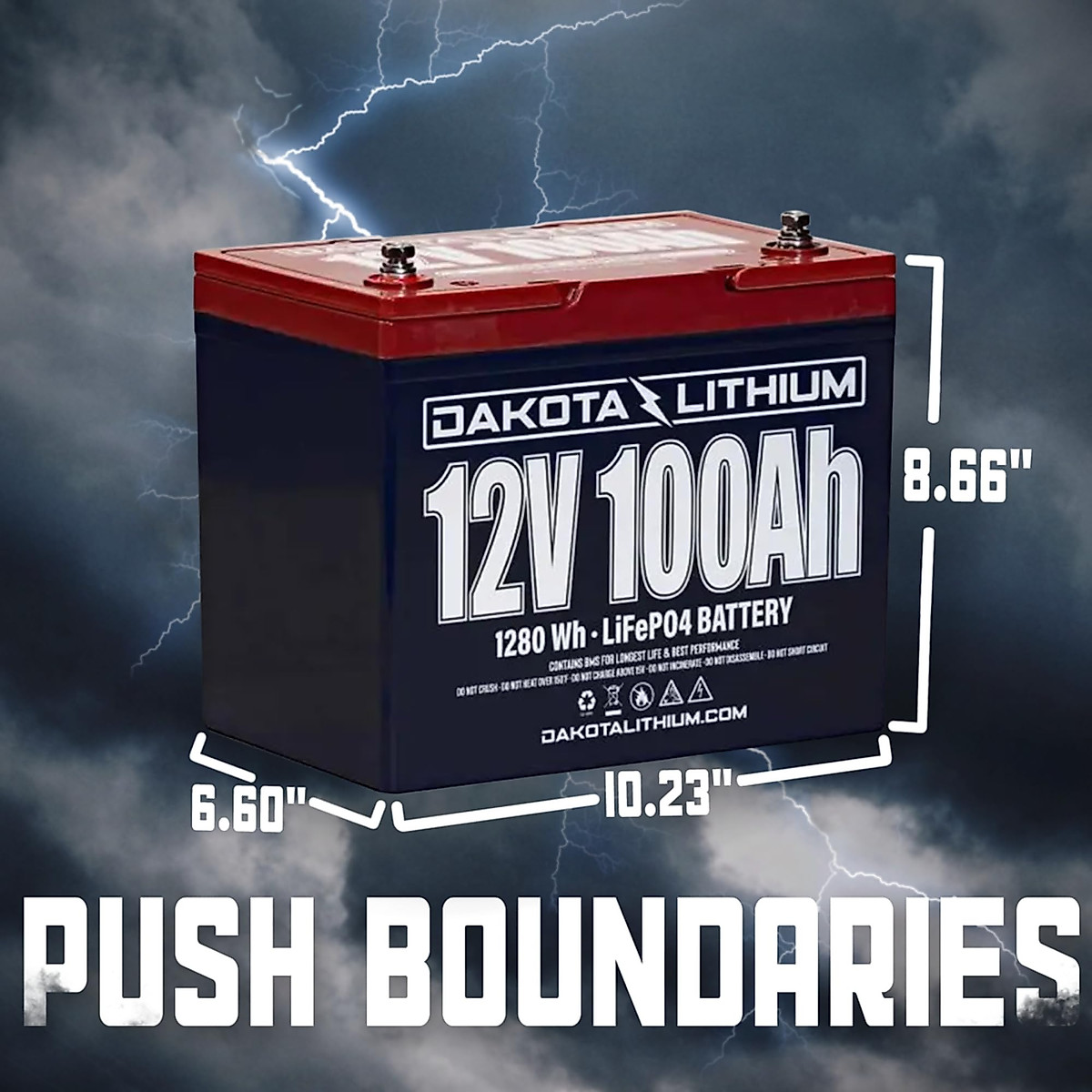 Dakota Lithium - 12V 100Ah LiFePO4 Deep Cycle Battery - 11 Year USA Warranty 2000+ Cycles - Built in BMS, For Ice Fishing, Trolling Motors, Fish Finders, Marine, Charger not Included