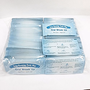 Mint Textured Finger Teeth Wipes Brush Ups Dental Clean Pre/Post Whitening (Pack of 100)