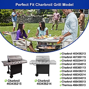 Aibabcue Grill Replacement Parts for Charbroil 463436215, 463436214, 463436213, 467300115, 463234413, 461334813, 466436213 Grill Model, Heat Plate Burner Cover, Grill Burner, Carryover Tube, Igniter