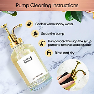 Set of 2 Coffee Syrup Dispensers for Coffee Bar - 16.9oz Glass Bottles with Gold Pumps and Labels, BPA Free & Durable, Ideal for Cinnamon, Vanilla, Caramel, and More Coffee Accessories