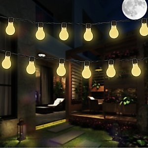 keeda Solar String Lights Outdoor Globe, 11.5foot/3.5Meter 10LEDs Waterproof Clear Plastic Bulbs Village Holiday Decoration Lights for Home Garden Backyard Gazebo Christmas