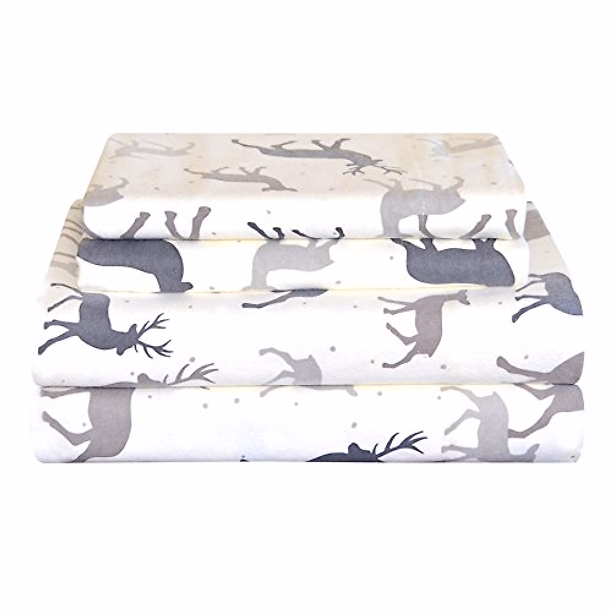 Pointehaven Flannel 170 GSM Sheet Set,Queen Autumn Deer