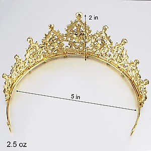 AOPRIE Artemis Tiaras and Crowns for Women Champagne Gold Princess Tiara for Little Girls Crystal Hair Accessories for Wedding Prom Bridal Birthday Party Halloween Costume Christmas Gifts
