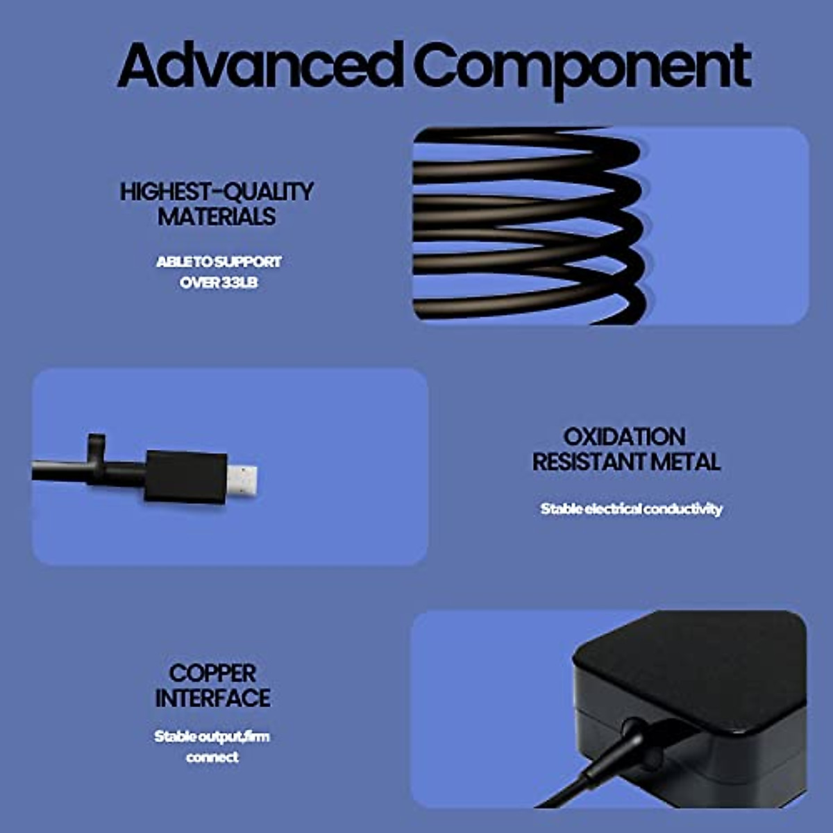 ​33W Laptop Charger Replacement for Asus Chromebook C201P C201 C201PA C100PA C100P C100 Eeebook X205T X205 X205TA Vivobook E200H E200HA AD890526 ADP-33AW B Small Square Tip Power Supply Cord