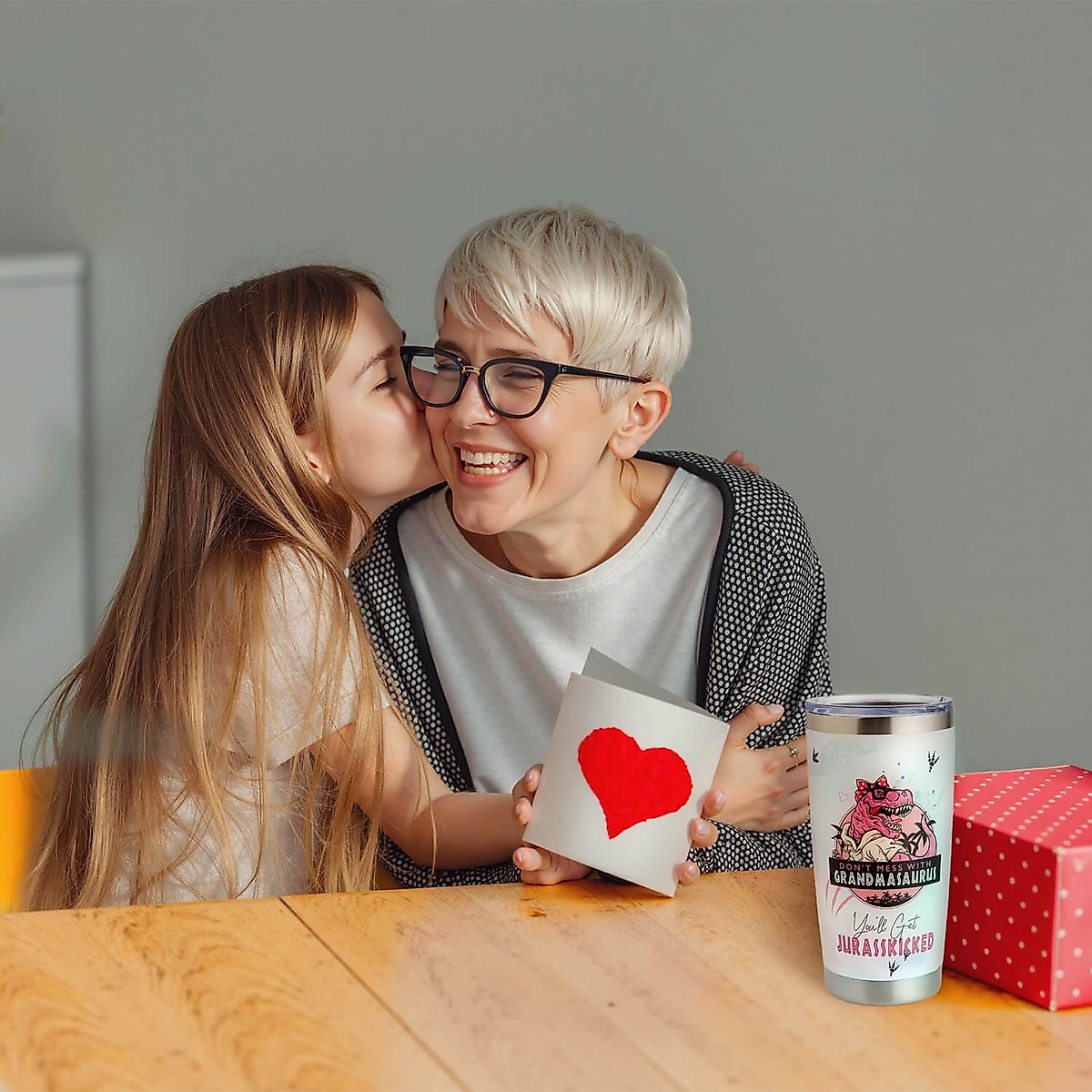 Grandma Tumbler, Dont Mess with Grandmasaurus Coffee Cup, Valentines Day Gifts for Grandma Birthday, Worlds Best Grandma Ever, Grandma Mothers Day Gifts from Grandkids Grandson, Things for Grandma