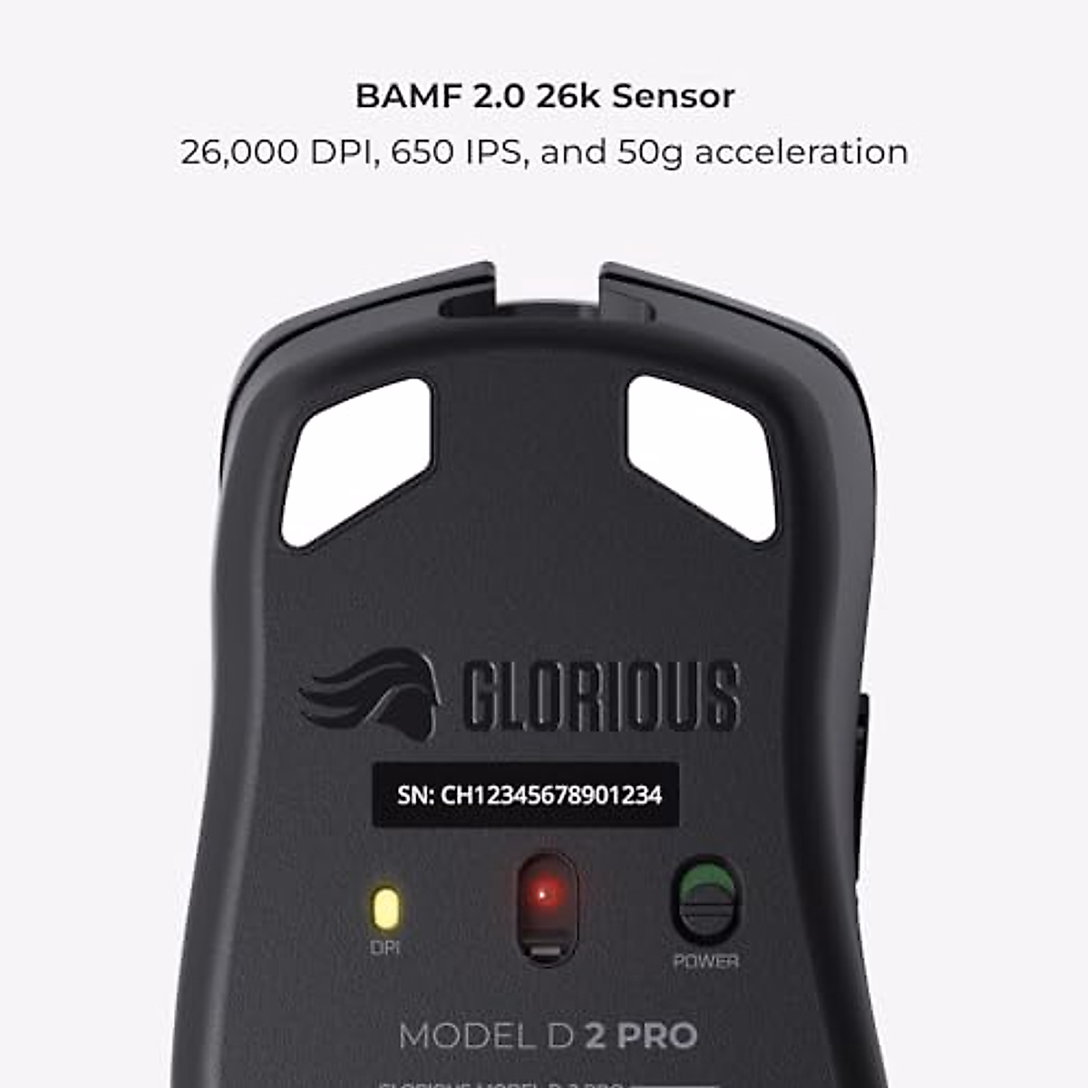 Glorious Gaming Model D 2 PRO Wireless Gaming Mouse - 2.4GHz Wireless 1ms delay, 100M clicks, 60g Ultralight, Long Battery Life, 26K DPI BAMF 2.0 Sensor, Ergonomic, 6 Buttons, PTFE Feet