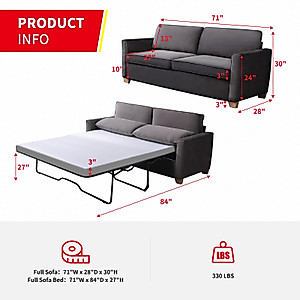 PUREMIND Sleeper Sofa Couch with Pullout Bed, Velvet Full Size Pull Out Sofa Bed with Folding Foam Mattress, 2-in-1 Pull Out Couch Bed Sleeper Loveseat Pull Out Bed for Living Room, Small Spaces