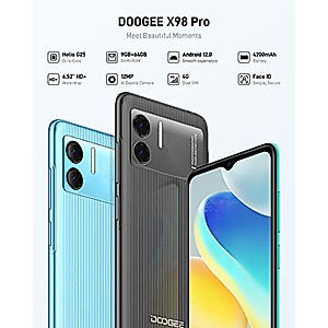 DOOGEE Unlocked Android Phone 2023, X98 PRO 9GB+64GB Android 12 Cell Phones, Helio G25 Octa Core, Dual 4G Phones Unlocked, 6.5" FHD+ Display Smartphone, 4200mAh, Face ID, T-Mobile, US Version
