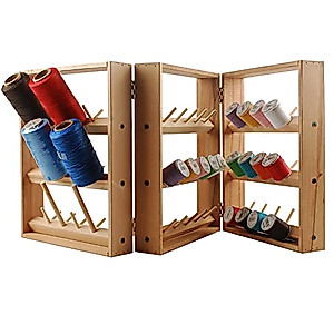 BAENRCY 69 Spools Collapsible Wooden Thread Holder Rack Sewing and Embroidery Foldable Thread Rack and Organizer Thread Rack for Sewing