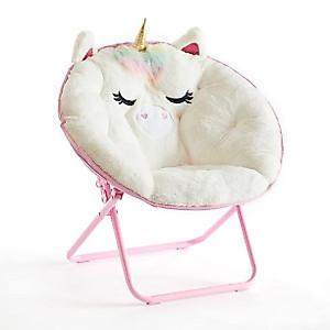 Heritage Kids Unicorn Saucer Chair, For Gaming Textile, White