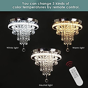 FRIXCHUR 11.8" Mini Chandelier Modern Crystal Chandeliers LED Crystal Ceiling Light Flush Mount Ceiling Lighting Fixture for Bedrooms Dinning Room Hallway (Dimmable)