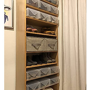 Lawei 10 Pack Clear Women's Shoe Box - Foldable Shoe Storage Boxes Plastic Shoe Organizer Bin for Men, Women and Kids