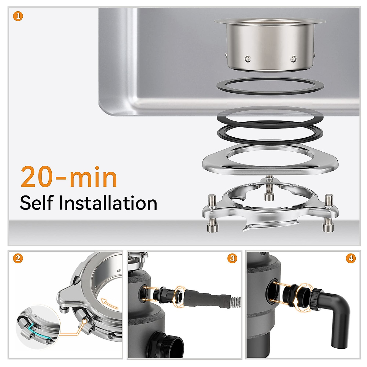 Chooba Garbage Disposal 3/4HP, Food Waste Disposal Continuous Feed, Garbage Disposal with Power Cord