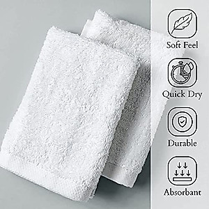 GOLD TEXTILES Premium White Washcloths Set - 12 Pack | 13x13 inches - Ultra Soft, Highly Absorbent Face Towels- Cotton Wash Cloths for Your Body
