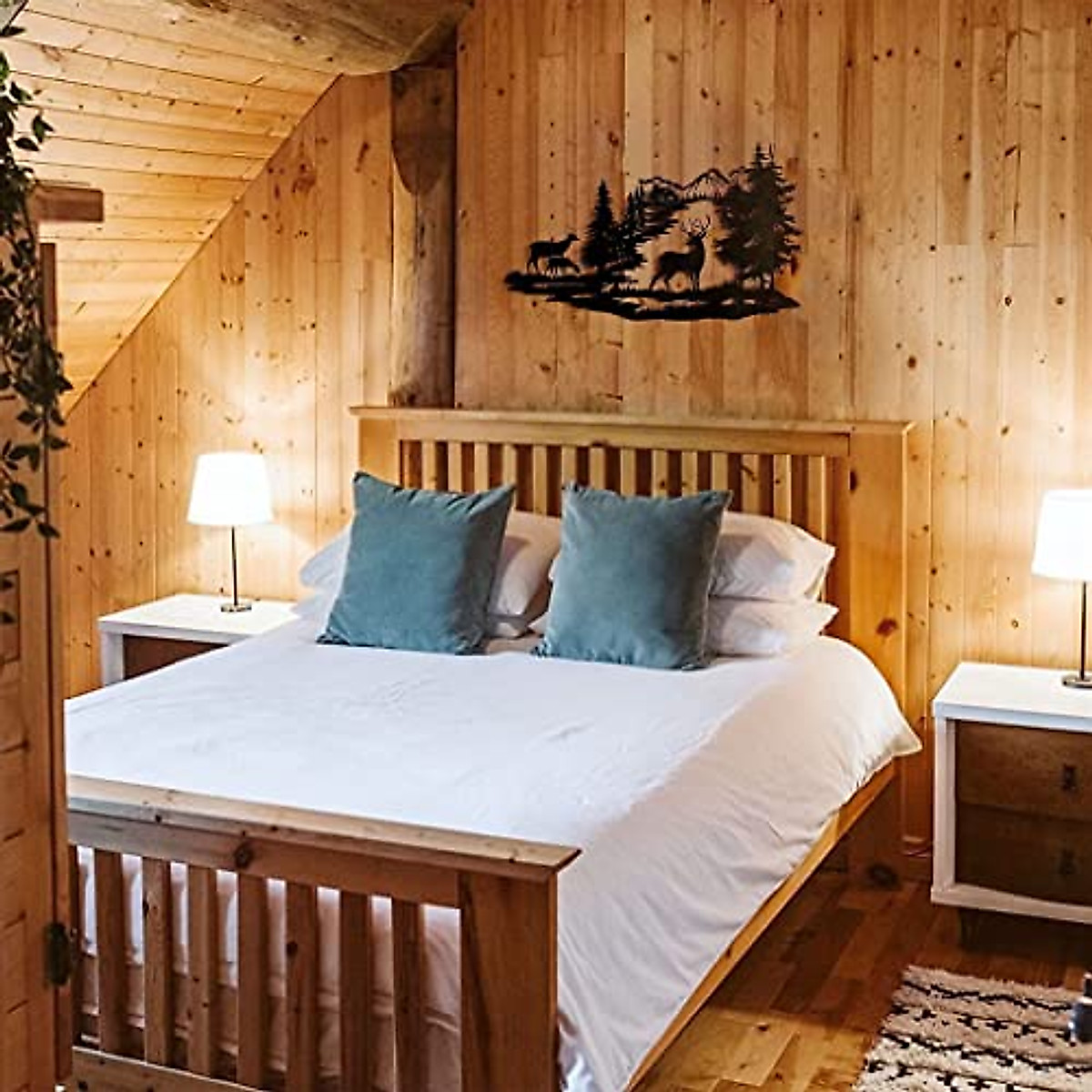 Remenna Cabin Decor Metal Deer Wall Art Rustic Wall Decor Hanging for Bathroom Living Room Bedroom Indoor Outdoor 22x13 Inches