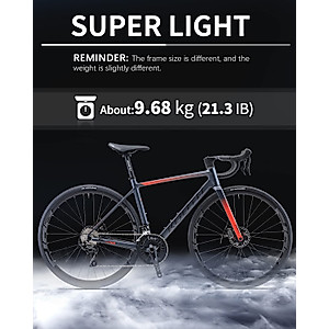 KOOTU Carbon Road Bike, 700C Adult Disc Brake Road Bike for Men and Women Full Integrated Inner Cable Racing Bicycle with Shimano 105 R7000 22 Speed Groupset