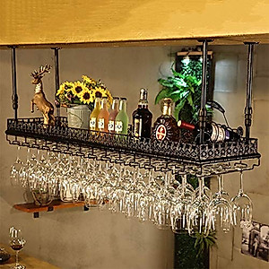 Artistic Wine Rack Set Creative Simplicity Wall Mounted Shelves for Glassware Creative Bottle Organizer for Storage & Display House Decoration J1111, PIBM, Black, 60 * 35cm