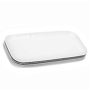 KOXIN-KARLU Melamine Trays, 14.75-inch Serving Trays and Platters, set of 3 White | Hammered Style, 100% Melamine, BPA Free