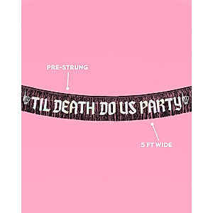 xo, Fetti Til Death Do Us Party Fringe Banner - Black and Iridescent, 5 Ft. | Bachelorette Party Decoration, Gothic Bach, Bridesmaid Favor, Rock Bride to Be Gift, Bridal Shower Supplies, Photobooth Backdrop