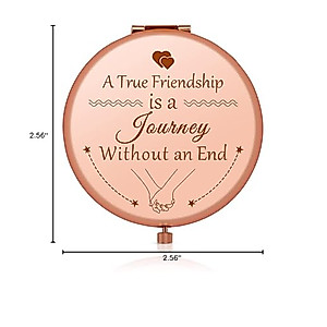 Friendship Gifts for Sister for Best Friends Rose Gold Compact Mirror Birthday Gifts for BFF Bestie Graduation Gifts for Soul Sister True Friendship Gifts for Women Girl
