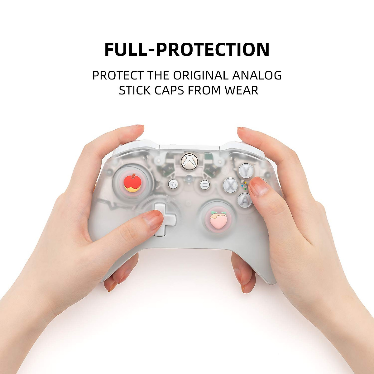 GeekShare Fruits Theme Xbox One Controller Thumb Grips, Thumbsticks Cover Set Compatible with Xbox One Controller, 2 Pair / 4 Pcs - Peach and apple