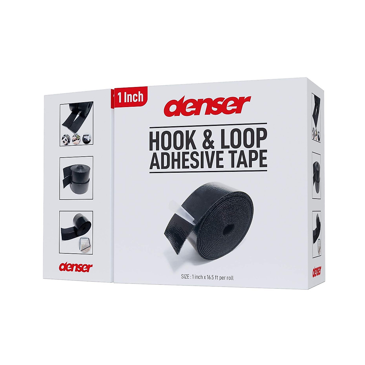 Denser 1 Inch Hook and Loop Tape Sticky Back - 5.5 Yards (16.5 Feet) - Strips Adhesive Heavy Duty Black Roll (1 inch * 16.5 ft)