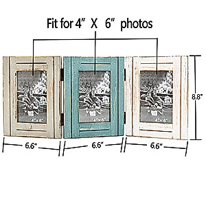 Rustic Trifold Picture Frame 3 Folding 4X6 Hinged Triple Distressed Photo Frame for Home Office Desk, Gift for Halloween, Thanks Giving Day, Christmas, New Year, Birthday, Anniversary, Mother's Day