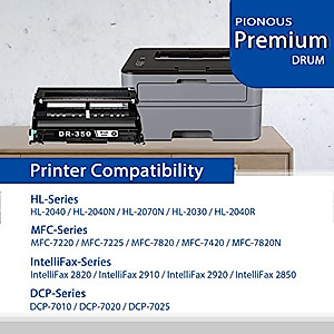 PIONOUS DR350 DR-350 Compatible Drum Unit Black 1-Pack Replacement for Brother DR 350 MFC-7820n Intellifax 2820 Intellifax 2920 HL-2070N HL-2040 DCP-7020 Printer (Drum Only)