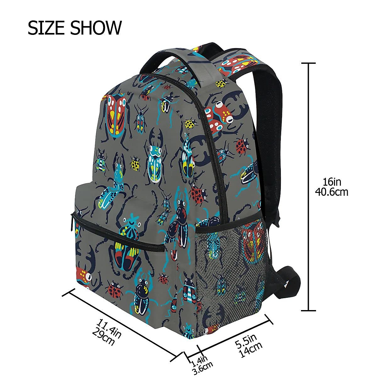 Fisyme Cute Ladybug Bugs Backpack Laptop Bag Daypack Travel Hiking School Backpacks for Men Women Kids Girls Boys