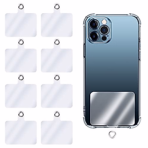 Cobee Universal Phone Tether Tab, Phone Lanyard Replacement Patches with Metal Ring Cell Phone Lanyard Tether Phone Case Lanyard Compatible with Cellphone Pads for Drop Protection (8pcs, Transparent)