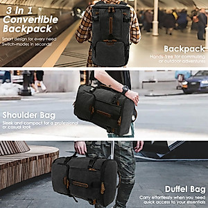 G-FAVOR 40L Travel Backpack, Vintage Canvas Rucksack Convertible Duffel Bag Carry On Backpack Fit for 17.3 Inch Laptop Bag