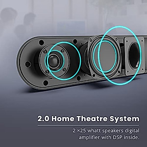 80W Sound bar, Bestisan Soundbar TV Sound bar Wired and Wireless Bluetooth Audio Speakers(4 Drivers, New Bluetooth Version, Optical Cable Included, Bass Adjustable)