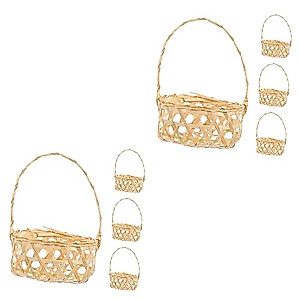 Abaodam 8 Pcs Portable Bamboo Basket Decorative Basket Kitchen Egg Basket Miniature Flower Basket Mini Picnic Basket Wicker Bread Tiny Fruit Basket Multifunction Multipurpose Basket