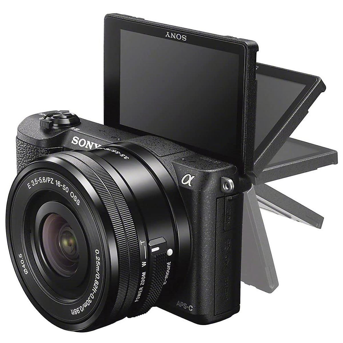 Sony Alpha a5100 Mirrorless Digital Camera with 16-50mm Lens (Black) + Sony FE PZ 16-35mm Lens + Filter Kit + Wide Angle Lens + Bag + 64GB Card + NPF-W50 Battery + More (Renewed)