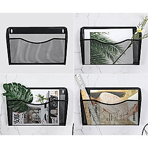 EasyPAG Mesh Bin Office Single Pocket Wall File Holder Hanging Organizer,Black